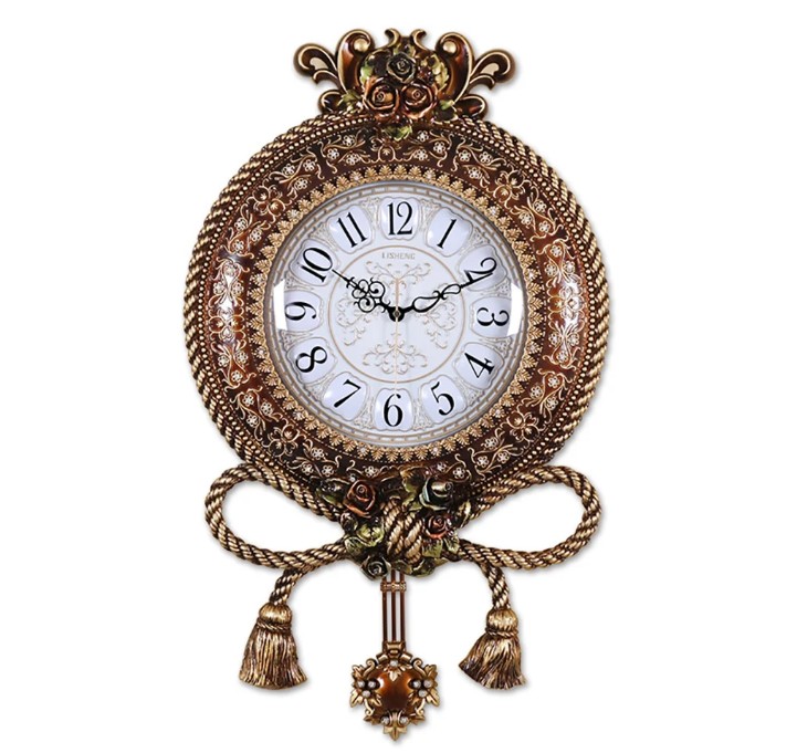 European Style 3D Floral Carving Large Wall Clock - NIC HOME DECOR