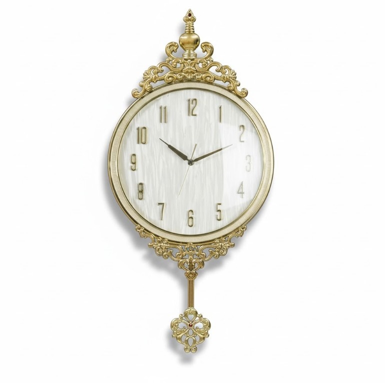 Golden Color Heavy Metal Pendulum Wall Clock - NIC HOME DECOR